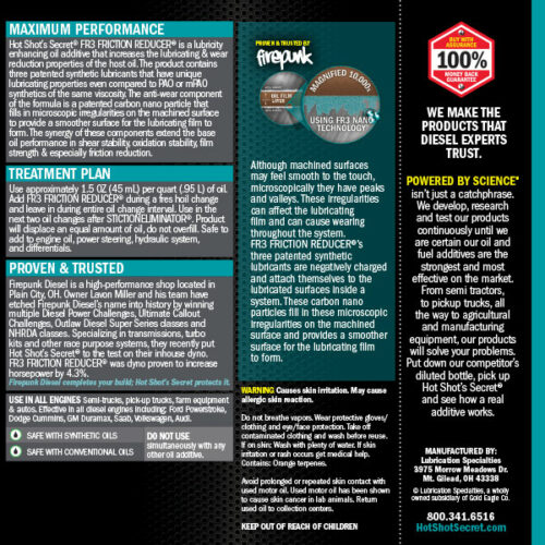 FR3 Oil Friction Reducer Additive | Hot Shot's Secret